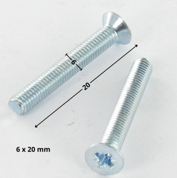 Vis M 6x20mm à Tête Fraisée - France Vitre Insert, ma vitre de poêle ...